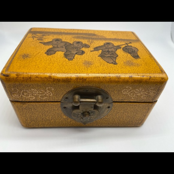 Accents | Mid 2th Century Chinese Leather Hand Painted Box | Poshmark